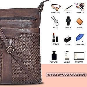 Real Leather Purse Crossover/Crossbody Sling Bag for Women -Women's Shoulder Bags Purse Handbag Medium Size Adjustable Strap