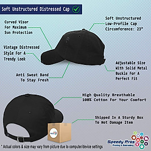 Soft Vintage Distressed Hat Baseball Cap Custom Personalized Text Cotton Dad Hats for Men & Women Buckle Closure Black Worn Hat