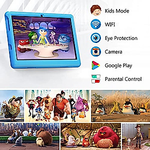 AMIAMO Tablet for Kids 10 Inch, Android 12 1280 * 800 Display 5000mAh Kidoz Pre Installed Parental Control Learning, 32GB ROM Quad Core Processor Wi-Fi Bluetooth Kid-Proof Case, Blue (AMM10062)