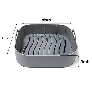 Air Fryer Silicone 2 Pack, Replacement for Paper Liners, 8" x 8" Square Silicone Air Fryer Basket, Silicone Bowl For Air Fryer Oven Accessories, No More Harsh Cleaning