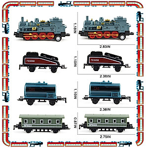 Mini Alloy Retro Steam Train Toy Kit Die-Cast Pull Back Simulation Steam Train Model Toys for 3 4 5 6 Years Old Kids Boys and Girls 8PCS