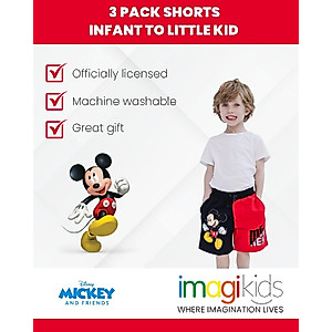 Disney Mickey Mouse Infant Baby Boys French Terry 3 Pack Shorts Grey/Black 18 Months