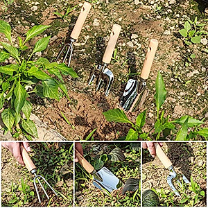 IDEALUX Garden Tools Set, Gardening Outdoor Folding Camping Chairs with Garden Tool Bag, 3 Steel Garden Tools, Gardening Seats Gardening Chair Seniors with Garden Folding Stool Lawn Chair（Army Green）