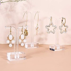 GemeShou 3pcs transparent earring T stand jewelry display for show, acrylic earring hanger for women, small clear earring holder for selling, jewelry Photography props【3pcs earring stand-T shape】