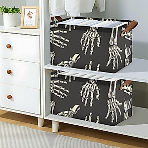 senya Halloween Storage Basket for Organizing, Skeleton Hands Halloween Large Storage Bins Boxes Containers Laundry Basket for Closet Organizers Clothes, B06D24026
