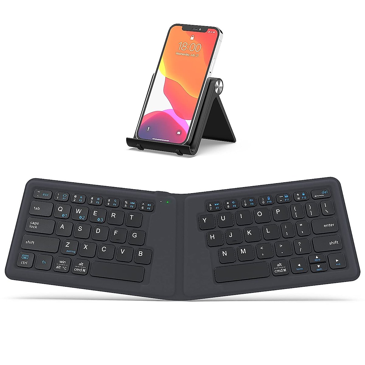 iClever Ergonomic Foldable Keyboard, BK06 Foldable Keyboard Bluetooth, Ultra Slim, Comfortable Natural, Portable Split Keyboard for iPhone, iPad, Tablet, Laptop