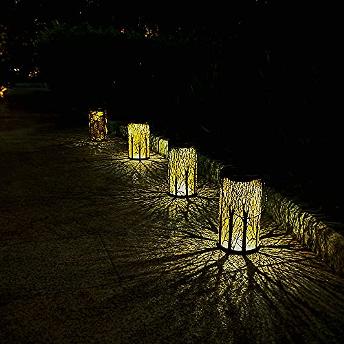 Gifts for Women, Kwaiffeo Solar Lanterns for Garden Patio Yard Decor, Retro Solar Table Lights with 4 Solar Top Panels, Birthday Gifts for Women, Gifts for Mom Grandma Teacher, 2 Pack