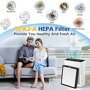 LINNIW TZ-K2 Replacement Filter Compatible with ToLife Air Purifier TZ-K2, 3-in-1 High-Efficiency H13 HEPA TZ-K2 Filter, Activated Carbon and Pre-filter, TZ-K2-A replacement filter, 2 Pack