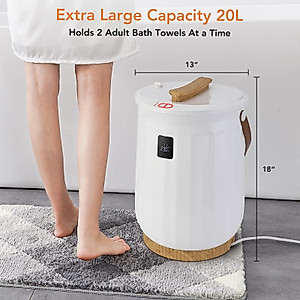 GARVEE Towel Warmers 20L, 450W Luxury Large Towel Warmer Bucket for Bathroom with Digital LCD, Auto-Shut Off Fits Up to Two 40"X70" Oversized Towels, Bathrobes, Blankets, Gift for Women's Day