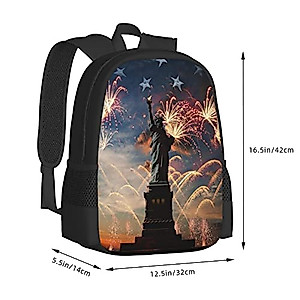FFEXS Statue of Liberty Flag Print Travel Lightweight Casual Laptop Backpack Daily Use backpack Business Work Bag for Men and Women