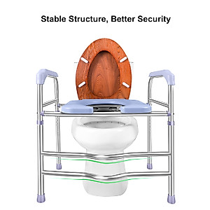 Deewow Raised Toilet Seat with Handles 400lbs, Elevated Toilet Seat Riser Bathroom Stand Alone Toilet Safety Frame for Elderly, Pregnant and Handicap, Adjustable Height, Fit Any Toilet
