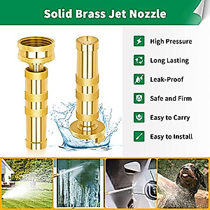 AUTOMAN Brass Hose Nozzle – High Pressure Jet Nozzles 2 Pack, Heavy Duty Sprayer for Garden Hoses, Adjustable Spray Gun, Solid Twist Water Hose Nozzle for Patio, Lawn, Car Wash, Extra 6 Rubber Washers