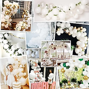 140pcs Balloon Arch Kit, White Balloons of Different Sizes Pack of 18 12 10 5 Inch Party Balloon Kit for Birthday Party or Balloon Arch as Graduation Wedding Baby Shower Anniversary Party Decorations