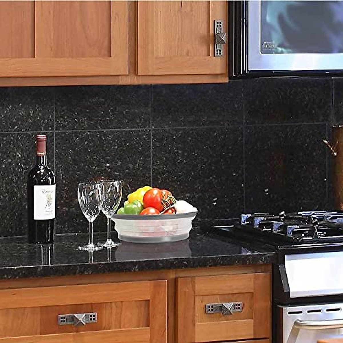 Thermoplastic Rubber Microwave Splatter Cover ,Microwave Cover for Food Fruit Drainer,BPA-Free Dishwasher Safe 10.5 inch (GREY)