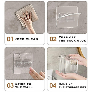 MZYIWUU 4 Pack Acrylic Wall Mount Organizer, Adhesive Cabinet Door Storage Bins, Clear Makeup Containers, Stackable Organizer Basket for Kitchen, Bathroom, Cabinet, Pantry, Office