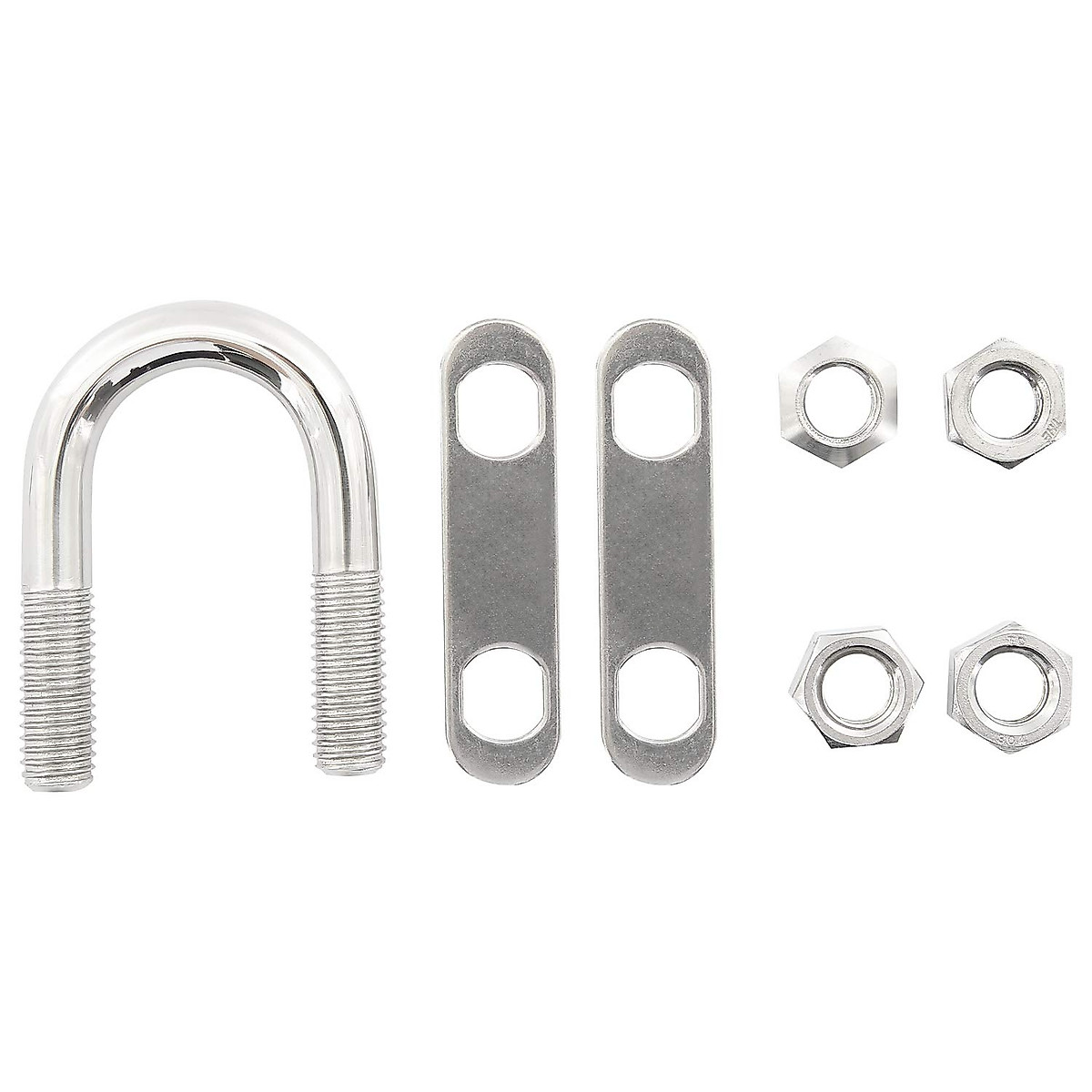 NovelBee 2pcs of Stainless Steel Stern Bow Eye Tie Down U Bolt with Hex Nuts and washers,Stock Dia. 3/7",Thread Length 1-1/4",Overall Length 3"