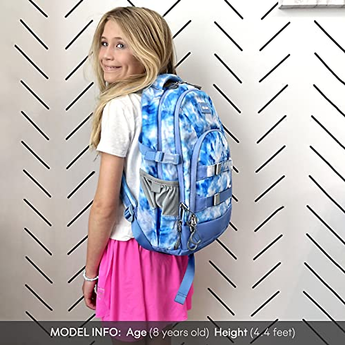 mibasies Girls Backpack for Kids, Elementary School Backpack for girls 17Inch(Marble Bule)