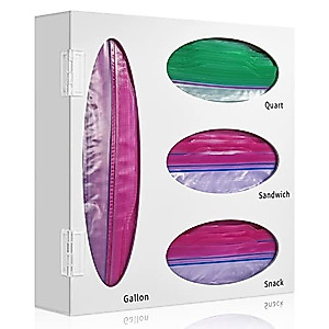 Ziplock Bag Storage Organizer for Kitchen Drawer, Acrylic Baggie Organizer, Zip Lock Bag Dispenser Holder for Gallon, Quart, Sandwich and Snack, Compatible with Ziploc, Solimo, Glad, Hefty,Great Value