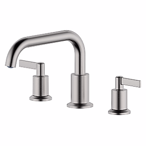 Derengge Bathtub Faucet with Valve, 2-Handle Widespread Roman Tub Faucet,3 Hole Deck Mount Roman Bathtub Faucet,Brushed Nickel,RF-3055-BN