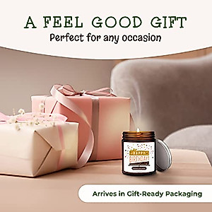 1OAK Happy Birthday Candle - Birthday Cake Candle - Birthday Candles for Women - Happy Birthday Gifts for Women - Happy Birthday Candles Gifts for Women - Bday Gift for Women - Amber Glass Jar 9oz