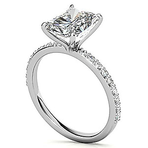 10K Solid White Gold Handmade Engagement Ring 2 CT Radiant Cut Moissanite Diamond Solitaire Wedding/Bridal Ring for Womens/Her Propose Ring Set (10.5)