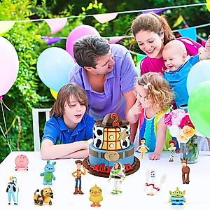 12 PCS Story Cake Toppers Figurines, Mini Figures Set Cute Action Figures Cupcake Toppers Cartoon Action Figures Birthday Party Cake Decorations (A)