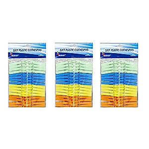 Set of 96 Multi-Colored Black Duck Brand Plastic Clothespins