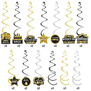 30Pcs Welcome Home Decorations We Missed you Hanging Swirls Decor, Welcome Back Home Hanging Ceiling Party Supplies, Homecoming Return Party Backdrop Sign