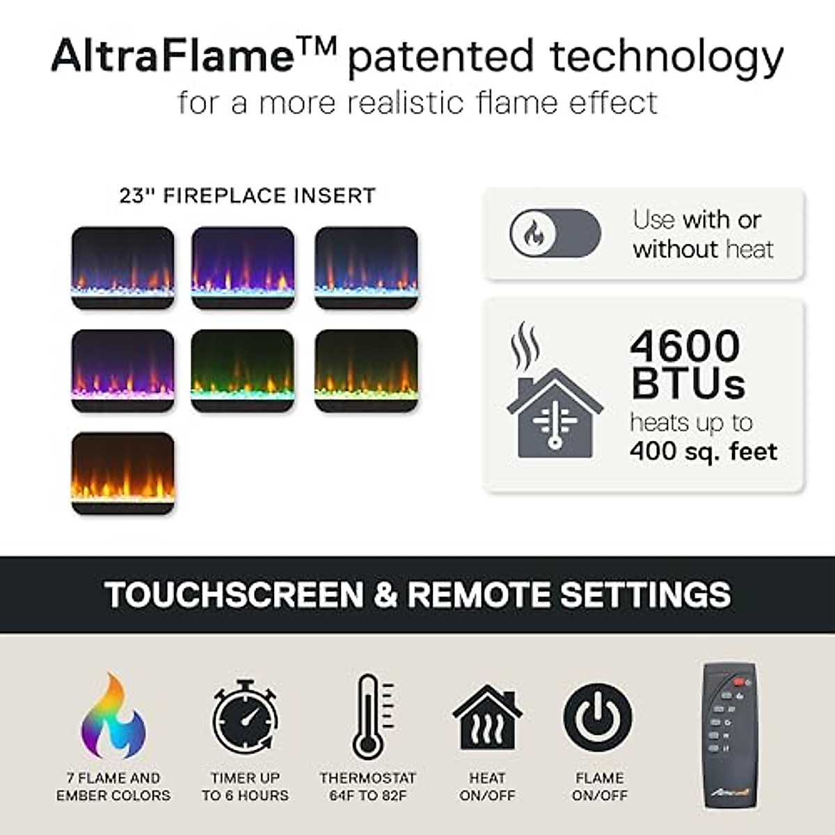 Ameriwood Home Lumina Fireplace TV Stand for TVs up to 48", Graphite Gray