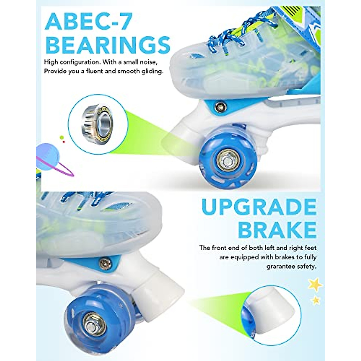 M-GRO Adjustable Skates for Kids, 8-Wheeled Skates for Kids,rollerskates Girl and Boys，Adjustable Size Suitable for Indoor and Outdoor use