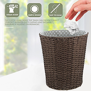 VOSAREA Wicker Trash Can Rattan Waste Basket Garbage Cans Waste Paper Bin Laundry Basket Wastebasket Garbage Bin Rubbish Basket Sundries Basket for Bathroom Coffee