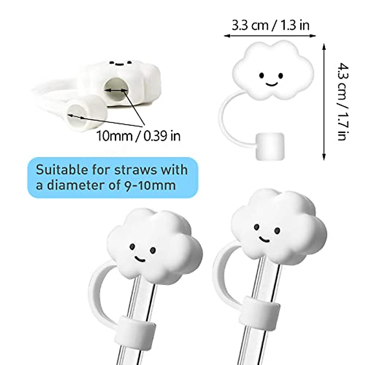 Silicone Spill Proof Stopper Set of 3 for Stanley Quencher H2.0 Flowstate Tumbler 40oz 30oz, 2 Pcs Could Straw Cover Cap + 2 Pcs Square Spill Stopper + 2 Pcs Round Leak Stopper