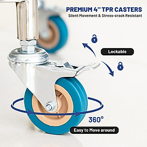 DIYTUNINGS Stainless Steel Lab Serving Cart 2-Tier Utility Cart Medical Storage Cart with Two Drawers for Lab Equipment Use Utility Services