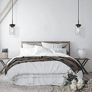 OUVR Black Pendant Light, Pendant Lights Kitchen Island with Clear Glass Shade, 1-Light Adjustable Hanging Light Fixture for Kitchen Island Living Room Bedroom Hallway