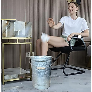 Eonvgei Metal 3.5 Gallon Large Wastebasket Trash Can,with Wooden Handle for Bedroom,Kitchen,Bedroom,Home Office Decor，13 Liters (Silver)