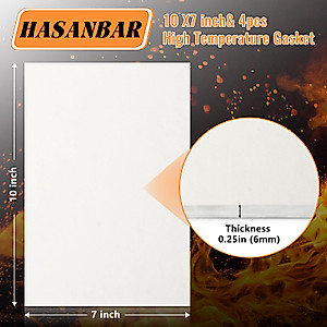 4 Pcs High Temperature Gasket Paper, Ceramic Fiber Gasket Material Fireproof Insulation Sheet for Pellet Stove, Wood Stove, Kiln, Boiler, Forge, RV Furnace Gaskets DIY Cut, 7" x 10" x1/4" Thick