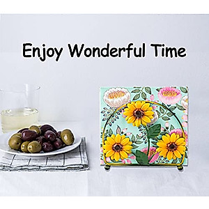 Napkin Holder For Table Sunflower Farmhouse Napkin Holder Cocktail Napkin Holder Black Rustic Napkin Holder For Kitchen
