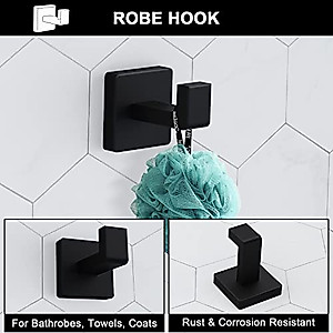 EWFEN Bathroom Hardware Accessories Set 5 Pieces Matte Black Towel Bar Set Wall Mounted, Stainless Steel, 23.6-Inch