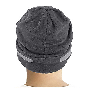 The Hat Depot Fleece Winter Beanie Hat Cold Weather Reflective Safety for Men & Women Performance Stretch (Charcoal)