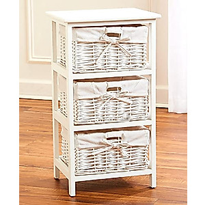 The Lakeside Collection Storage Tower with Wicker Weave Baskets - 4 Piece Set - White