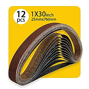 1 x 30 Inch 120 Grit Sanding Belt | Premium Aluminum Oxide Sanding Belt | Premium Sander Sandpaper – 12 Pack