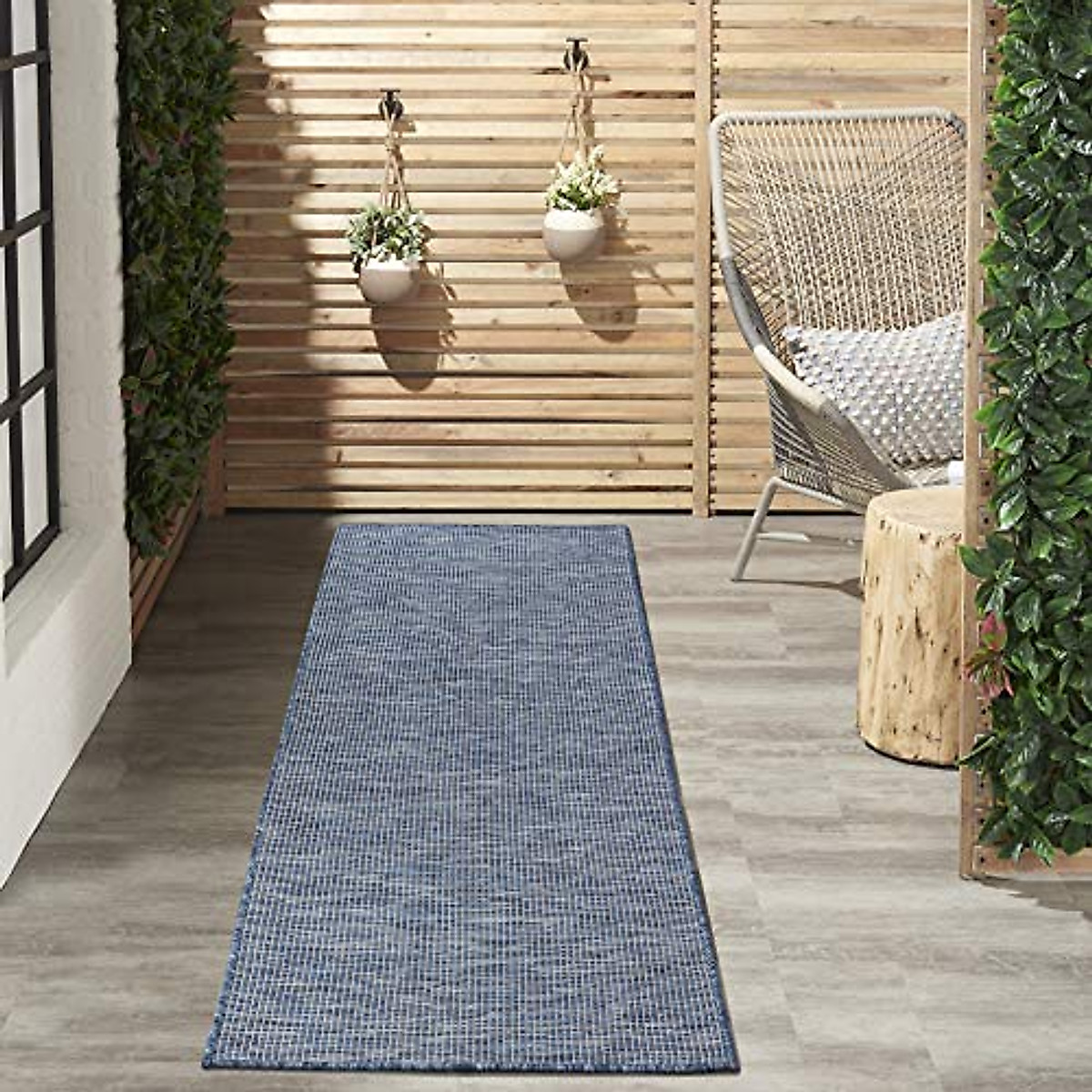 Nourison Positano Indoor/Outdoor Navy Blue 2'2" x 12' Area Rug, Easy Cleaning, Non Shedding, Bed Room, Living Room, Dining Room, Backyard, Deck, Patio (2x12)