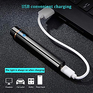Electronic Lighter, USB Rechargeable Lighter, Mini Cylindrical Strip Flameless Windproof Electric Lighter, Upgrade Smart Fingerprint Ignition Lighter for Indoor Outdoor Cigarette Lighter (Color ice)