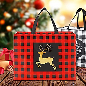 YANGTE 8 Pack Extra Large Christmas Gift Bags, Reusable Tote Bags with Handle Non-Woven Christmas Grocery Shopping Totes for Holiday Xmas, 16.9 * 12.6 * 6.8"