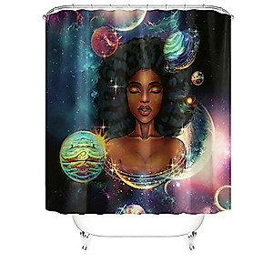 4PCS/Set Dream Girl Shower Curtain Sets with Rugs Waterproof Polyester Shower Curtains for Bathroom Soft Flannel Bathroom Mat Set Non-Slip Bathroom Sets Bath Mat Toilet Mat Lid Cover Set