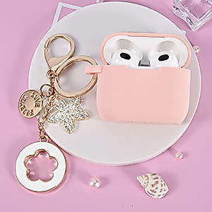 Case for Airpods 3 - VISOOM Pink Airpods 3rd Cases 2021 Silicone for iPod 3 Earbuds Case Cover Women Wireless Charging Case with Accessories Girl Bling Keychain for Apple Ear Buds 3rd Generation