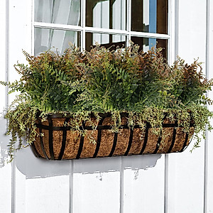 XHXSTORE 4pcs Artificial Boston Fern Plant Plastic Fern Leaves Artificial Fern Bouquet Persian Grass Artificial Shrubs for Fall Outside Inside Hanging Basket Fireplace Garden Home Decoration