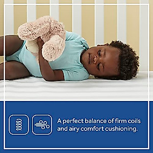 Sealy Perfect Rest Extra Firm Baby Crib Mattress and Toddler Mattress, Waterproof Crib Mattress, 150 Premium Coils, Made in USA, 52"x28", Grey, 1 Count (Pack of 1)