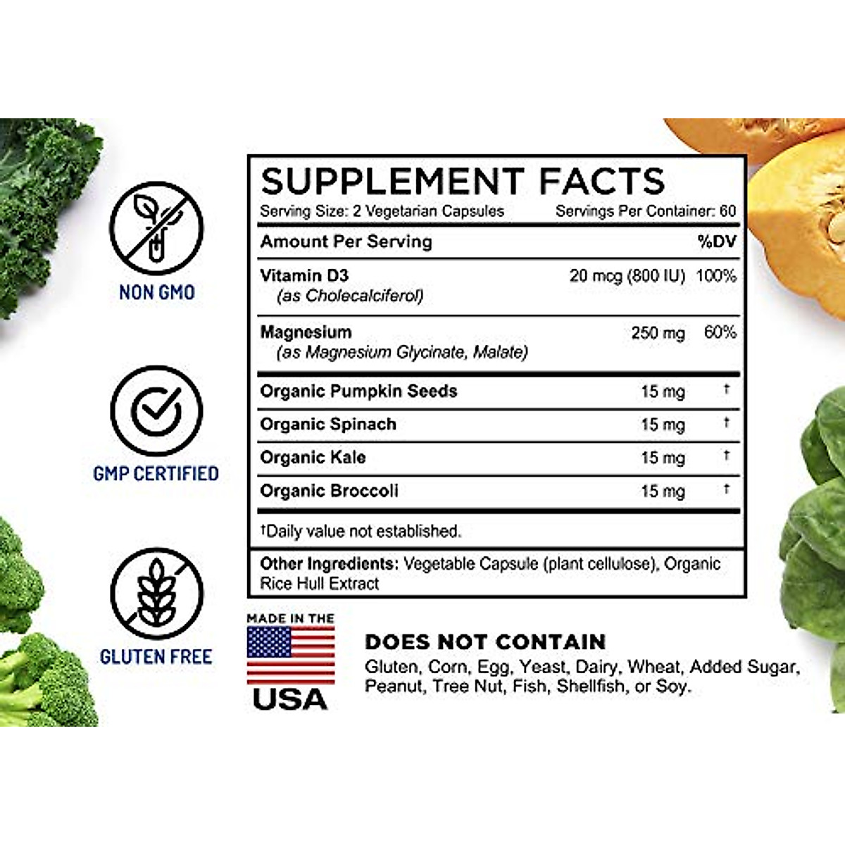 FarmHaven Magnesium Glycinate & Malate Complex w/Vitamin D3, 100% Chelated for Max Absorption, Vegan – Bone Health, Nerves, Muscles, 120 Capsules, 60 Days