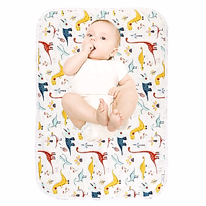 Baby Diaper Changing Pad, 21 5/8" x 31.5" Waterproof Changing Pad Liners 2Pack - Reusable Soft and Absorbent Portable Changing Mat(Dinosaur2PCS)